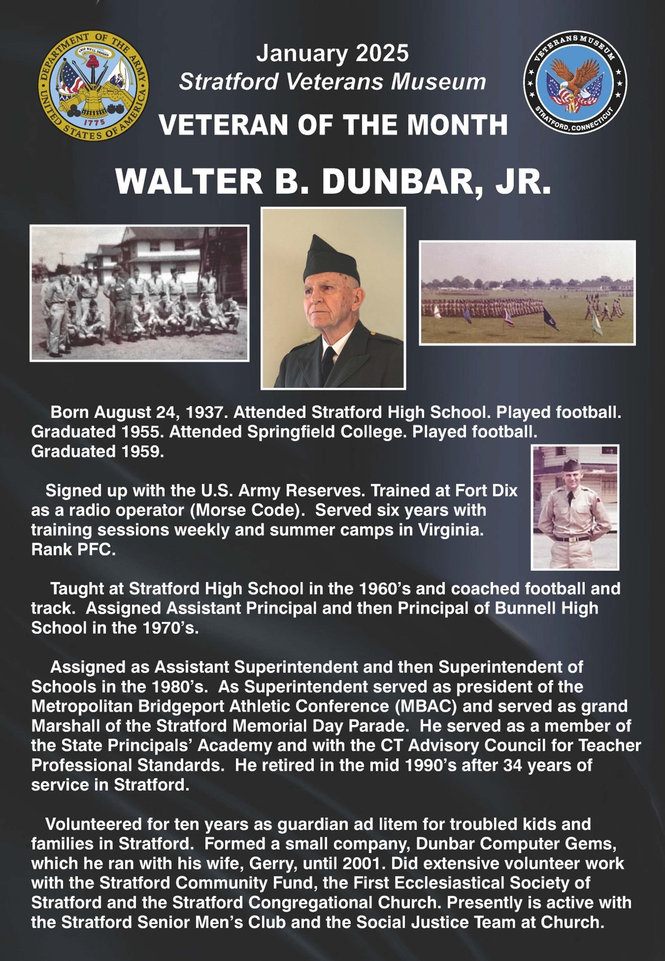 Veteran of the Month January 2025: Walter B. Dunbar, Jr. | Stratford Crier